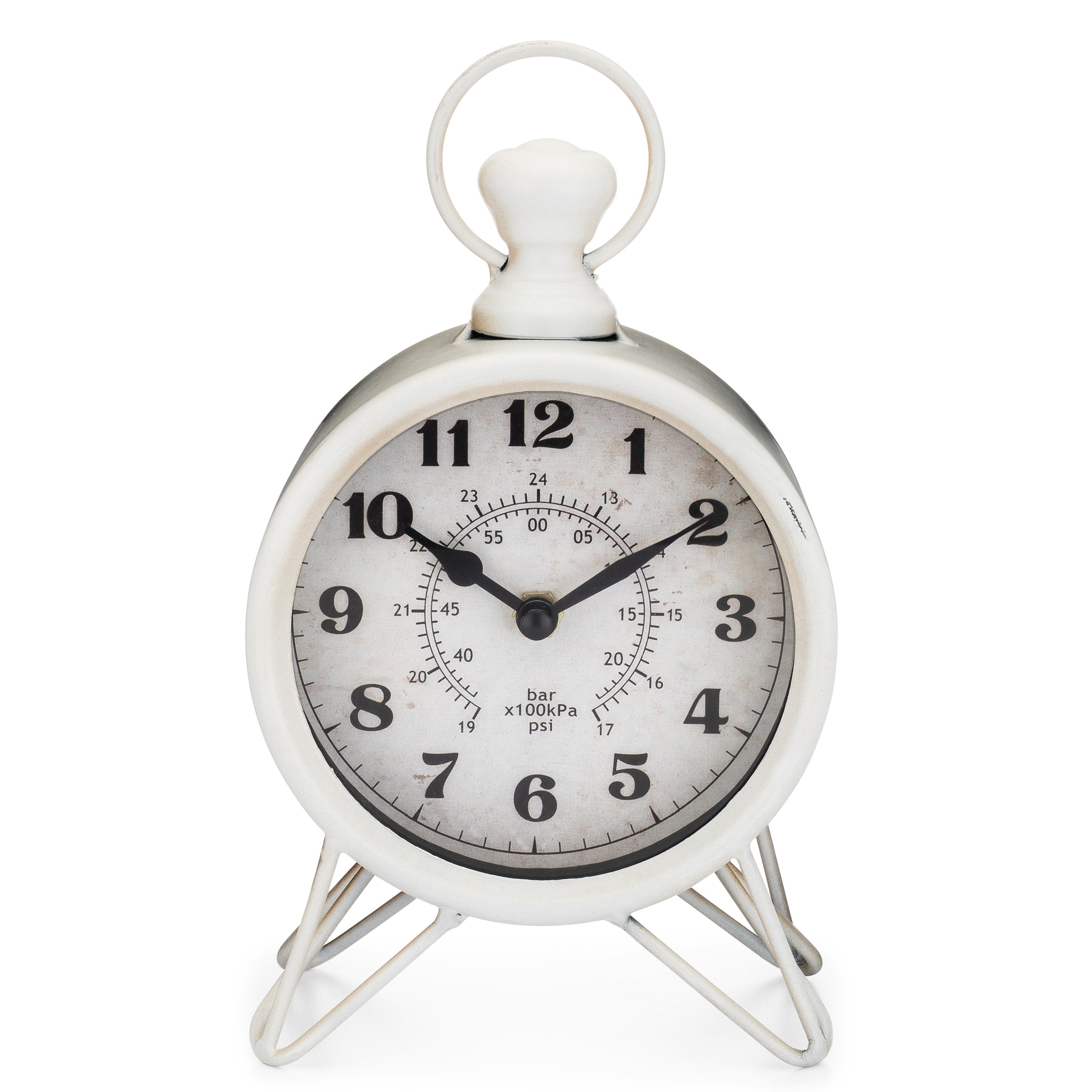Westclox 9" Industrial Table Clock, Antique White Metal, Eas – The ...